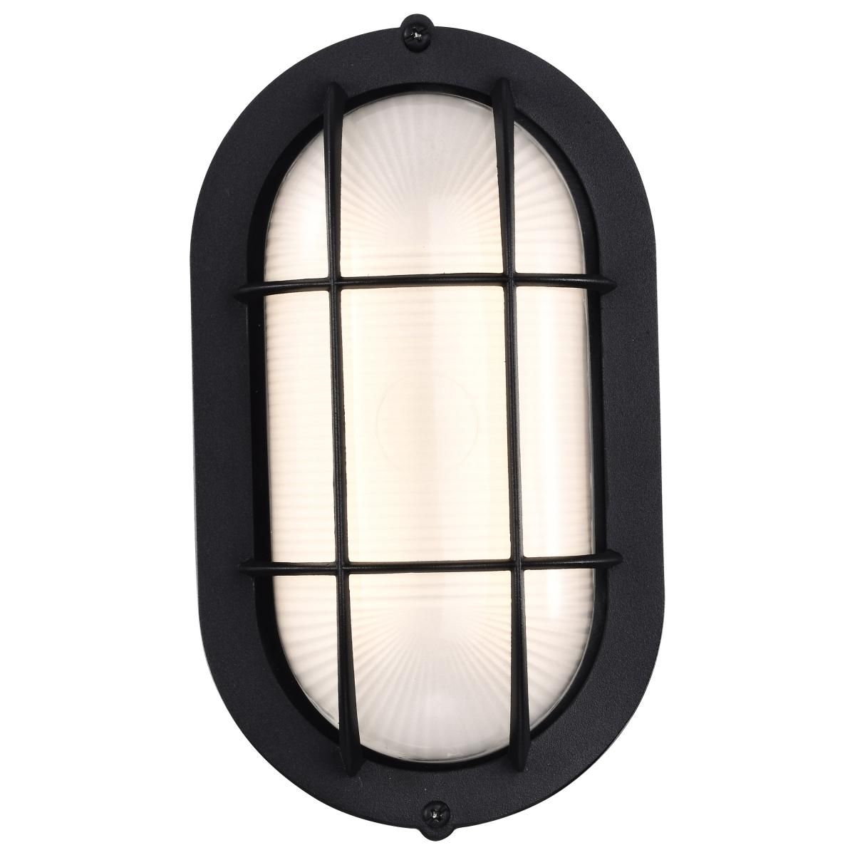 LED Small Oval Bulk Head Fixture; Black Finish with White Glass | Green ...